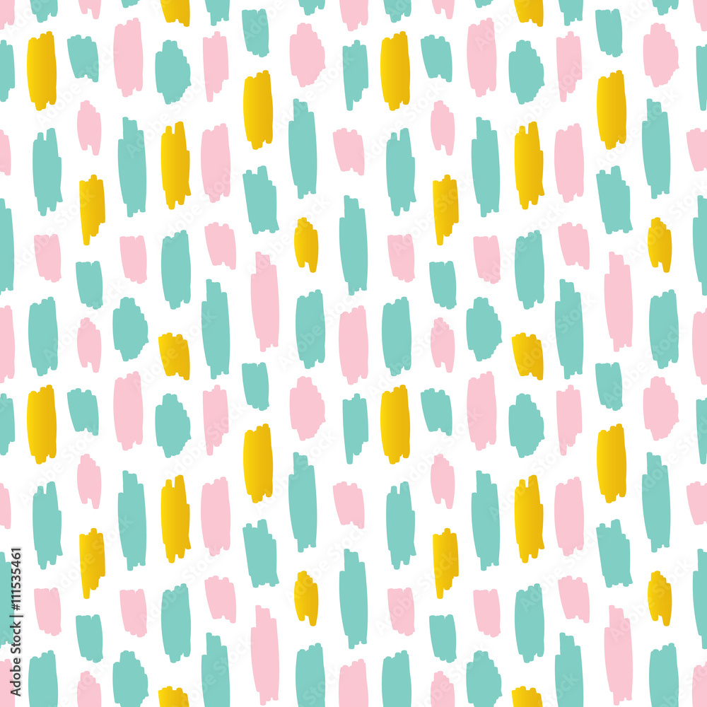 Cute pink, mint green and gold abstract strokes seamless pattern ...