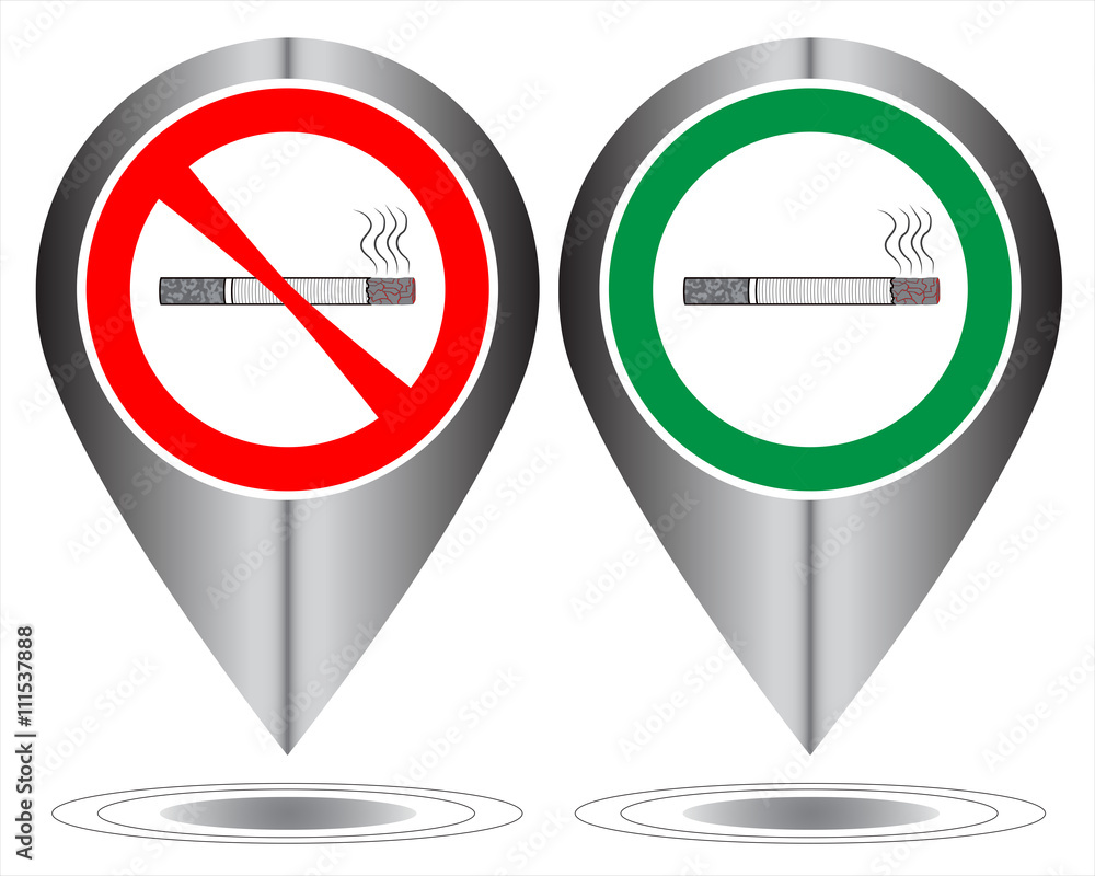 No smoking and Smoking area the location on the map. Vector, EPS. - Set ...