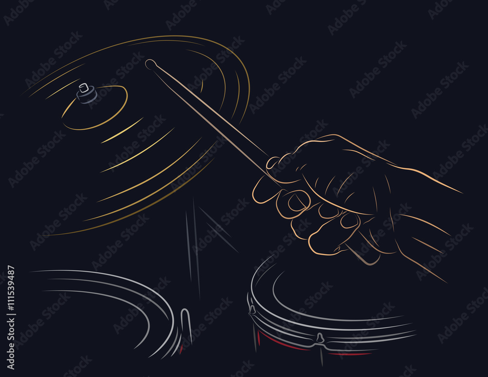 Hitting Ride cymbal color line art illustration Stock Vector | Adobe Stock