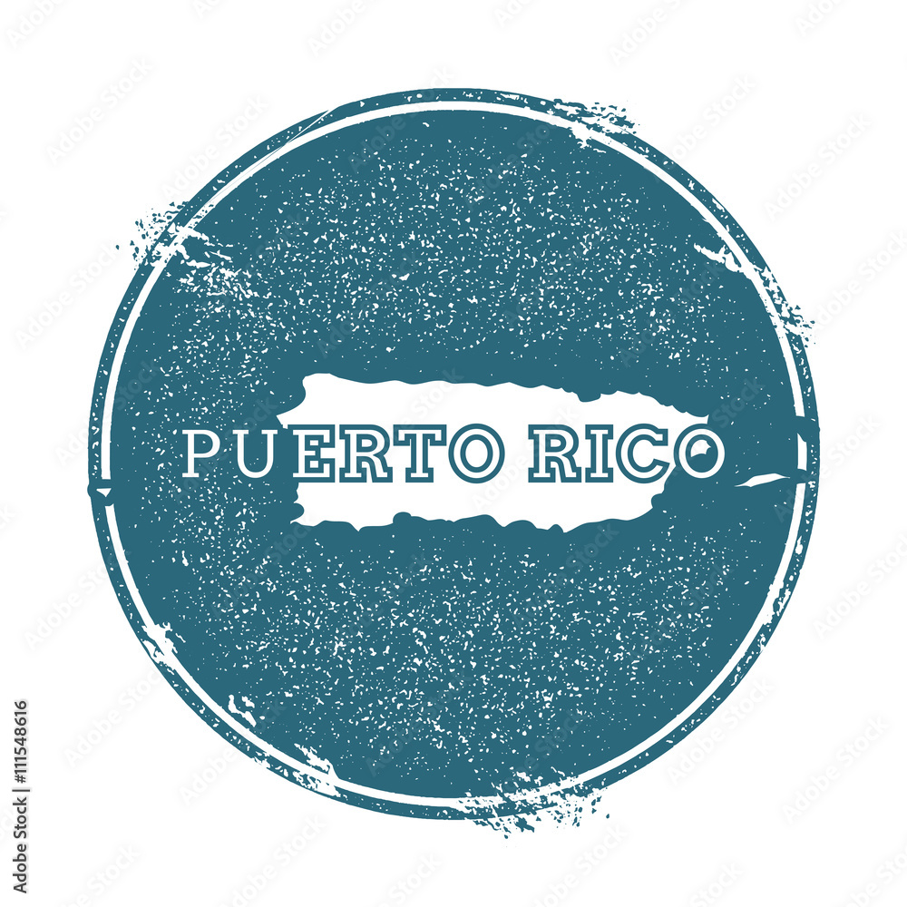 Grunge rubber stamp with name and map of Puerto Rico, vector ...