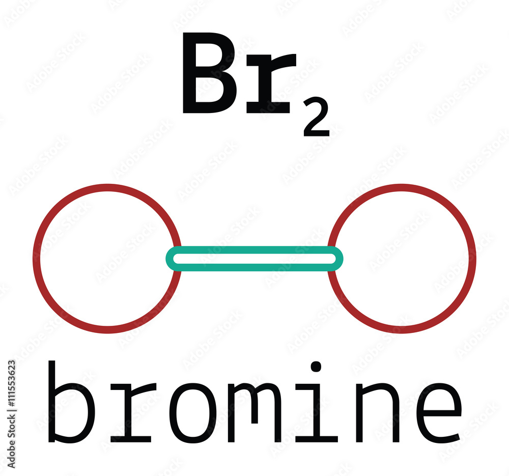 Br2 bromine molecule Stock Vector | Adobe Stock