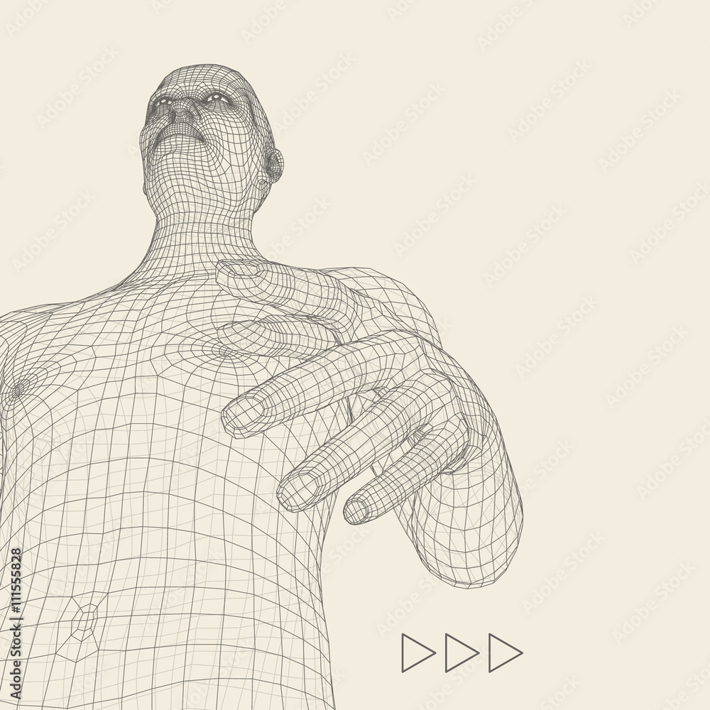 Man Pointing his Finger. Vector Illustration. 3d Polygonal Covering ...