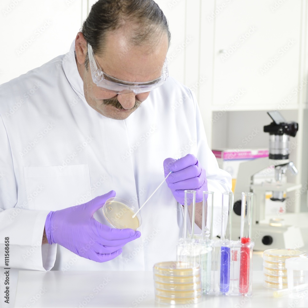 Laborant mit Wattestäbchen Swab Stock-Foto | Adobe Stock