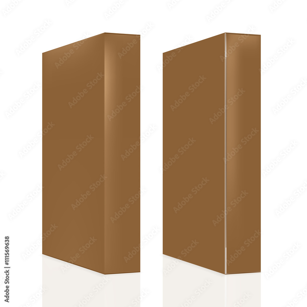 VECTOR PACKAGING: SET of empty brown thin packaging box on isolated ...