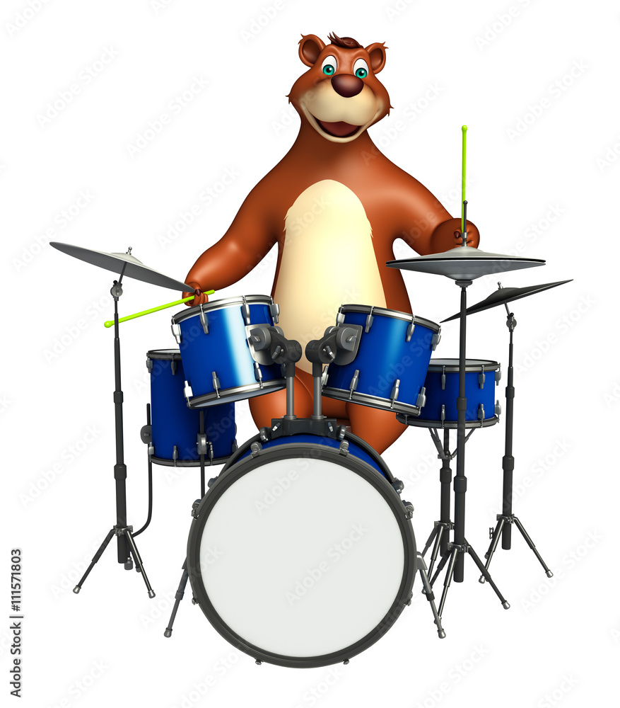 cute Bear cartoon character with drum Stock Illustration | Adobe Stock