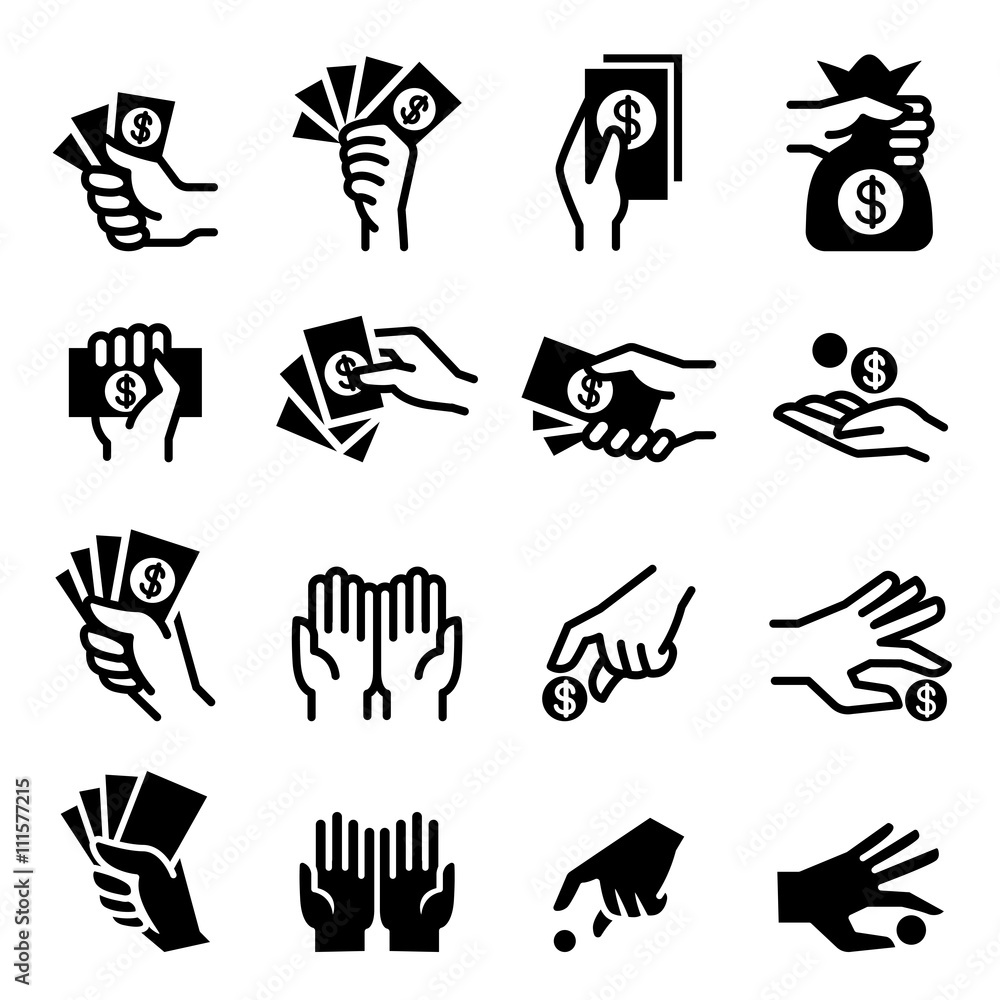 Hand & money icon Stock Vector | Adobe Stock
