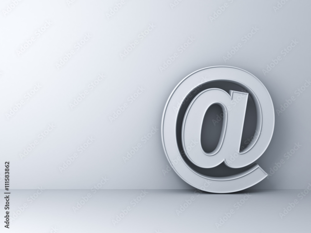 At sign email symbol abstract concept over white background with shadow ...