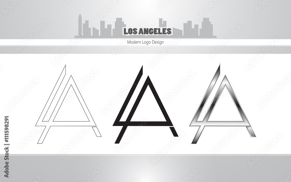 set of 3 modern L.A . - los angeles logo design on white background ...