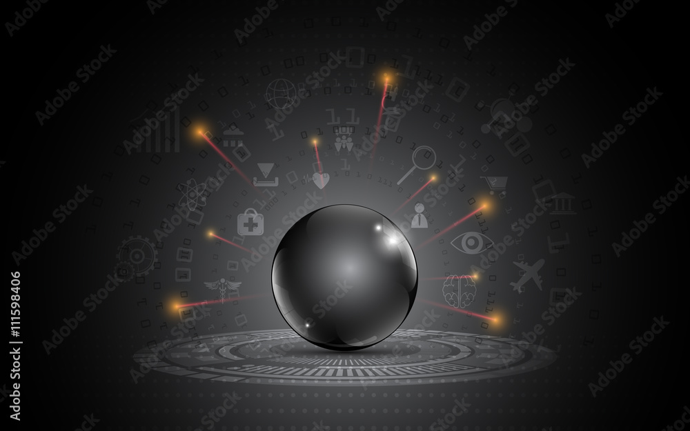 abstract black metallic sphere template darkness modern design internet ...