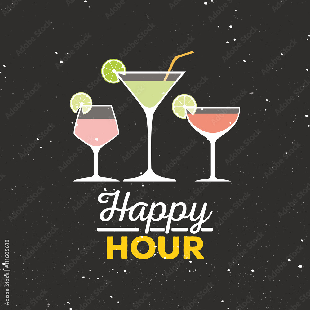 Happy hour label Stock Vector | Adobe Stock