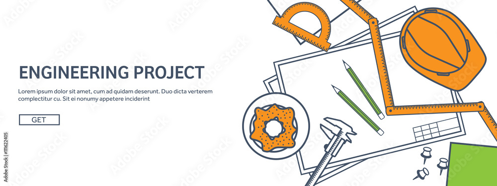 Lined, outline.Vector illustration. Engineering and architecture ...