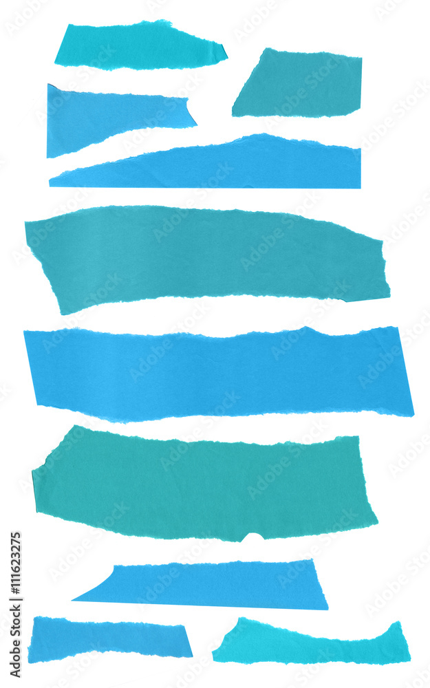 Collection of isolated pieces of teal blue torn paper Stock Photo ...
