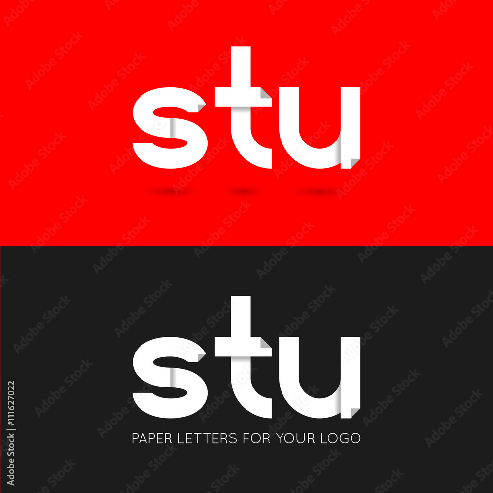 letter S T U logo paper set background Stock Vector | Adobe Stock