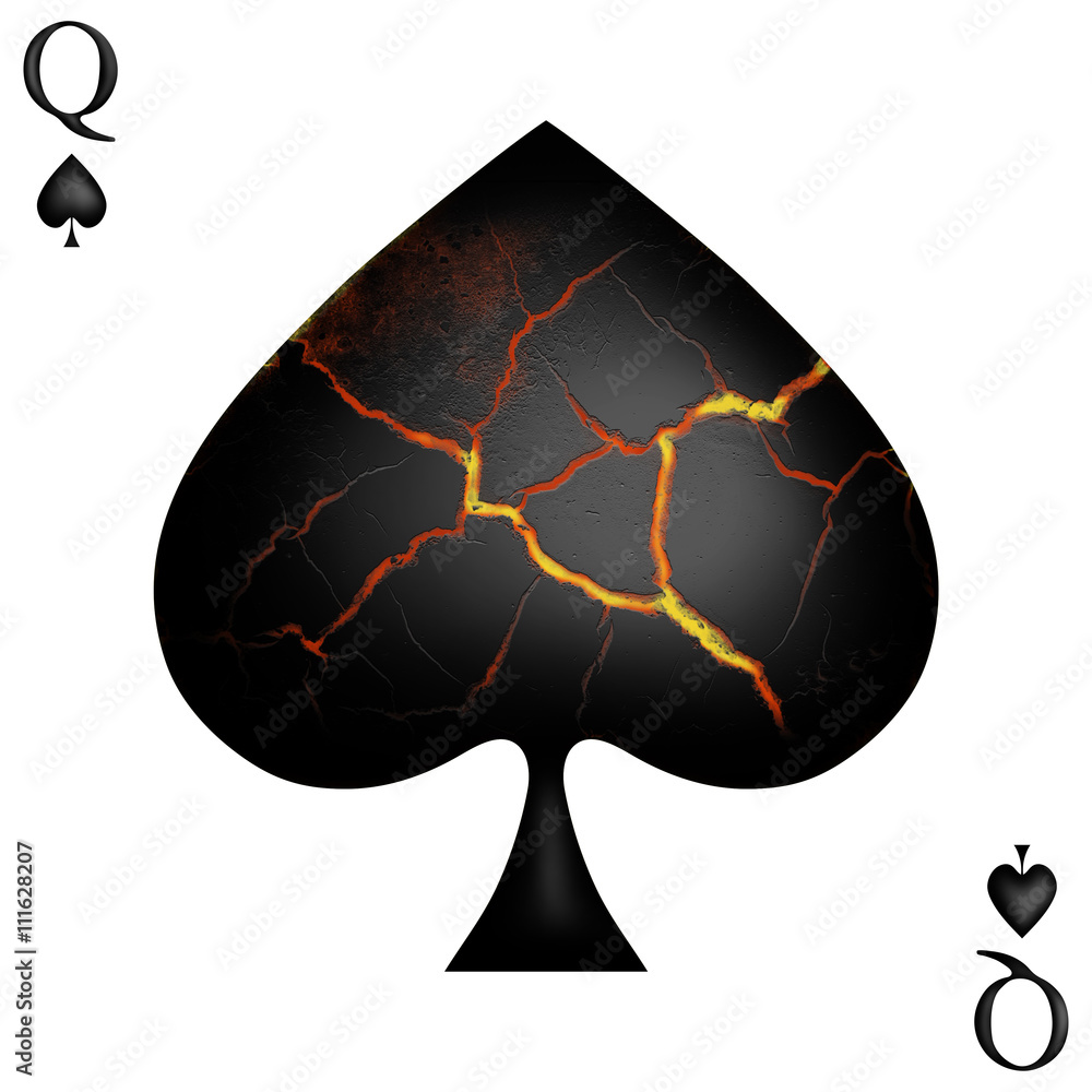 Spade Queen / playing card, with stylized spade on center. Stock ...