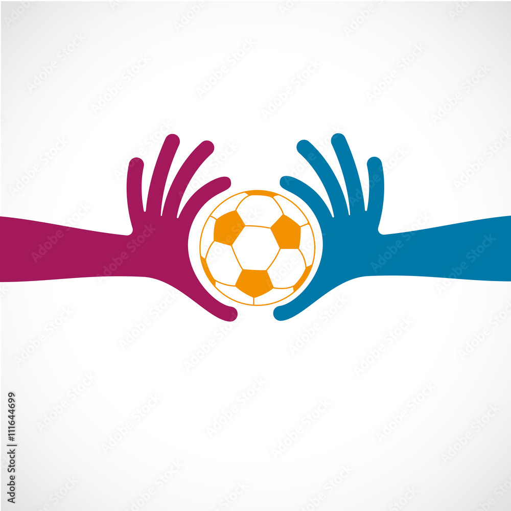 main et ballon de foot Stock Vector | Adobe Stock