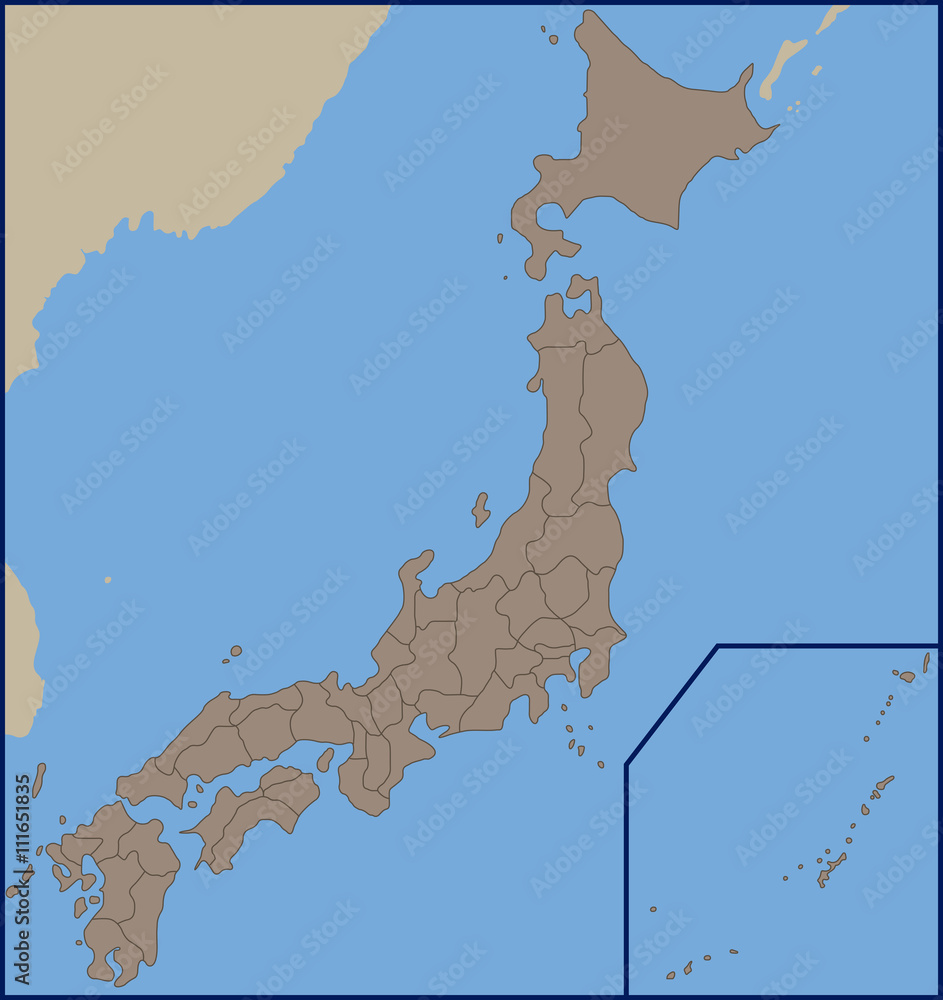 Empty Political Map of Japan Stock Vector | Adobe Stock