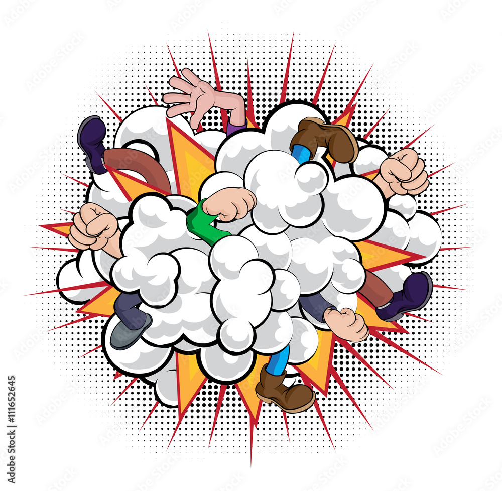 Cartoon Comic Book Fight Dust Cloud Stock Vector | Adobe Stock