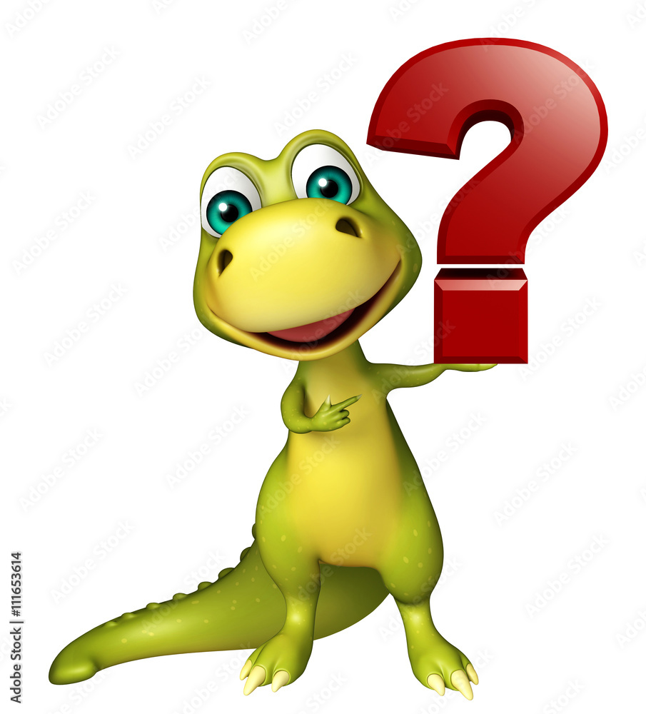Dinosaur cartoon character with question mark sign Stock Illustration ...