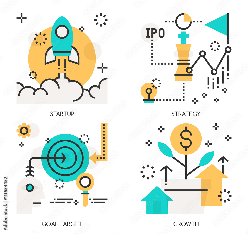 Flat line design vector illustration concepts of Startup , Strat Stock ...