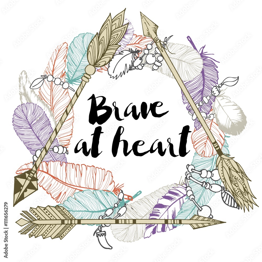 Vector illustration of 3 arrows, making the delta and feather wreath ...