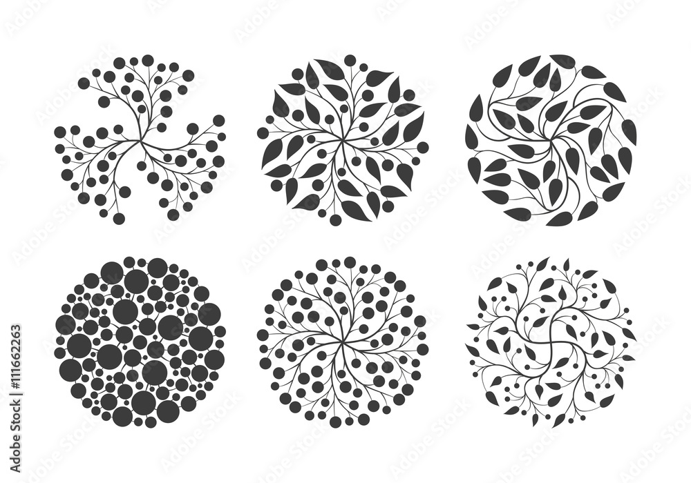 Vector simple round floral design collection. Stock Vector | Adobe Stock