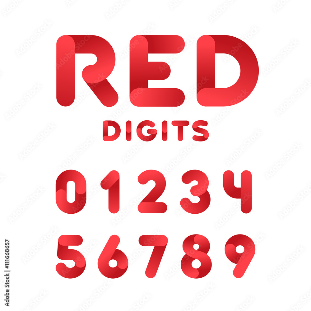 Rounded font. Vector numbers with gradient effect. Stock Vector | Adobe ...