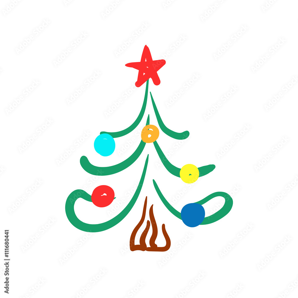 Hand drawn sketch of fir tree Stock Vector | Adobe Stock