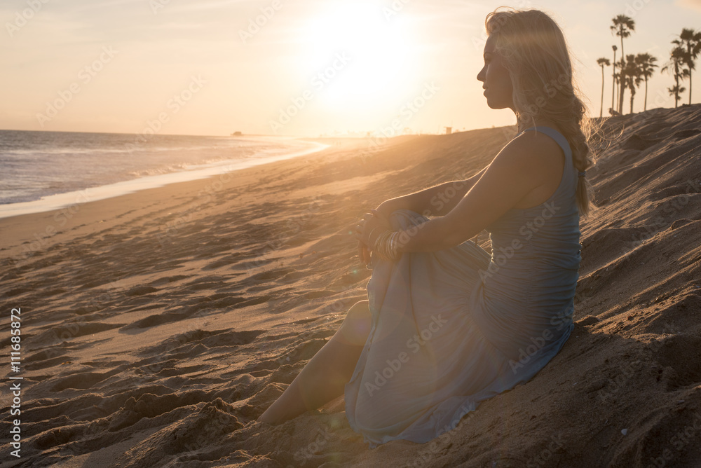 Beautiful female musician at the beach with her guitar. Stock Photo ...