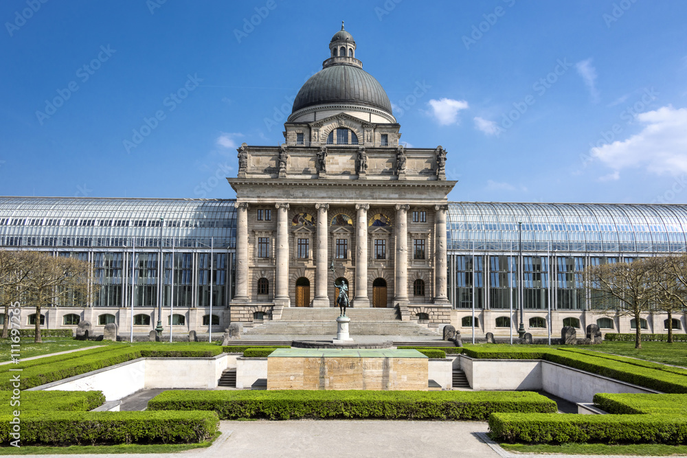 Hofgarten, Munich, Germany: State chancellery of Bavaria with war ...