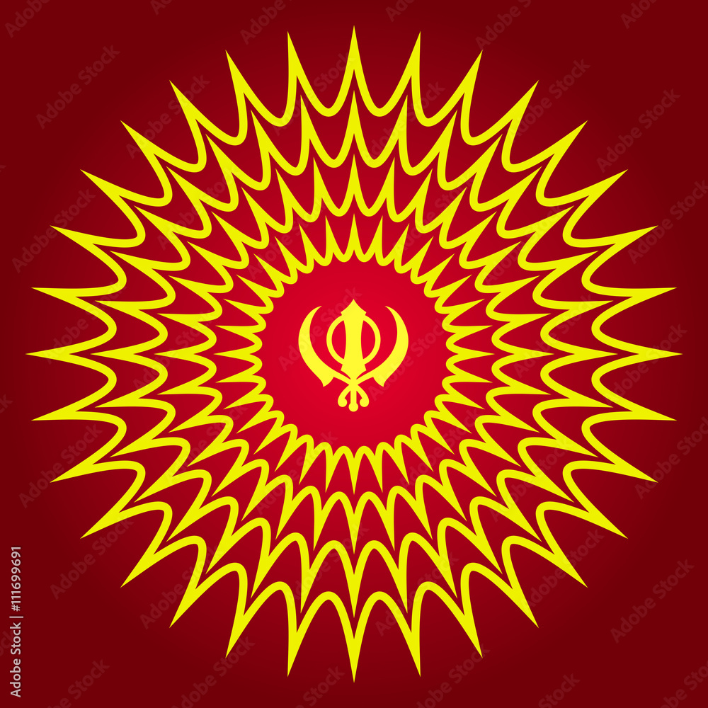 Retro Sikhism Symbol Magical Background Stock Vector | Adobe Stock