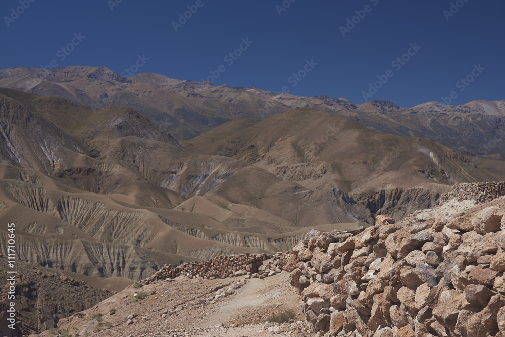 Archaeological site with remains of the historic fortress of Pukara de ...