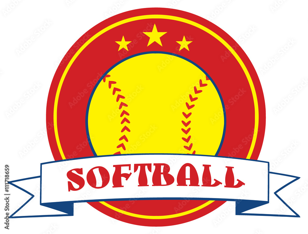 Yellow Softball Logo Design Label. Illustration Isolated On White ...