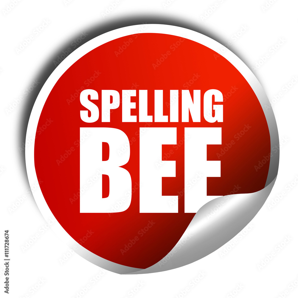 spelling bee, 3D rendering, a red shiny sticker Stock Illustration ...
