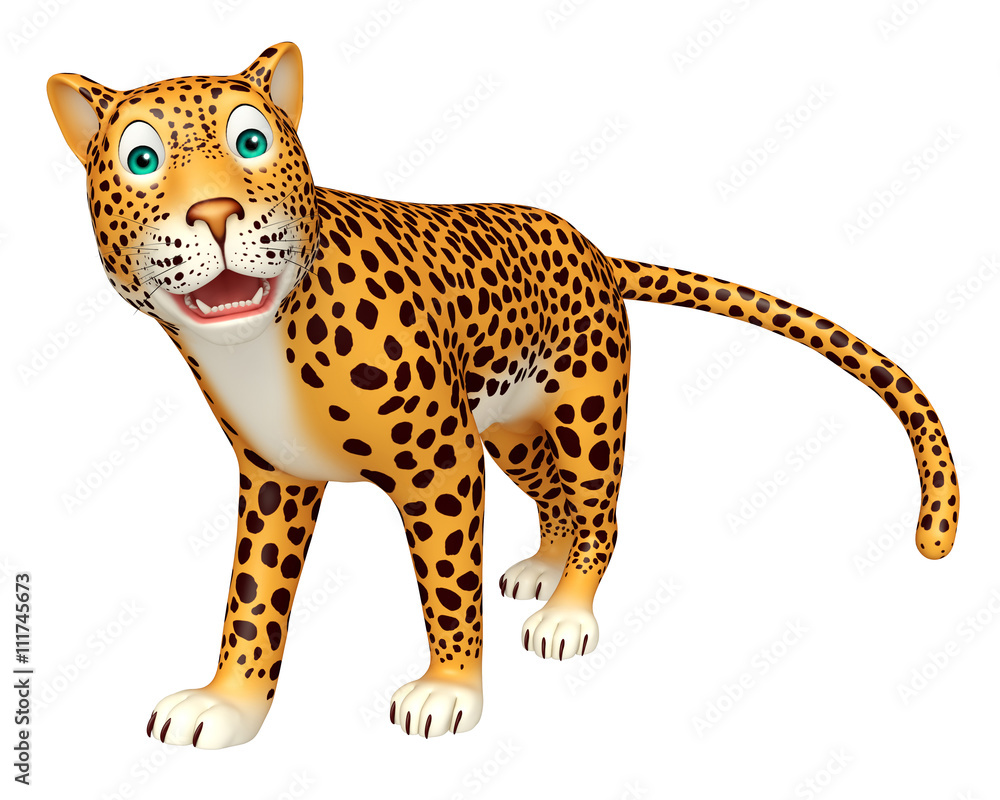 cute walking Leopard cartoon character Stock Illustration | Adobe Stock