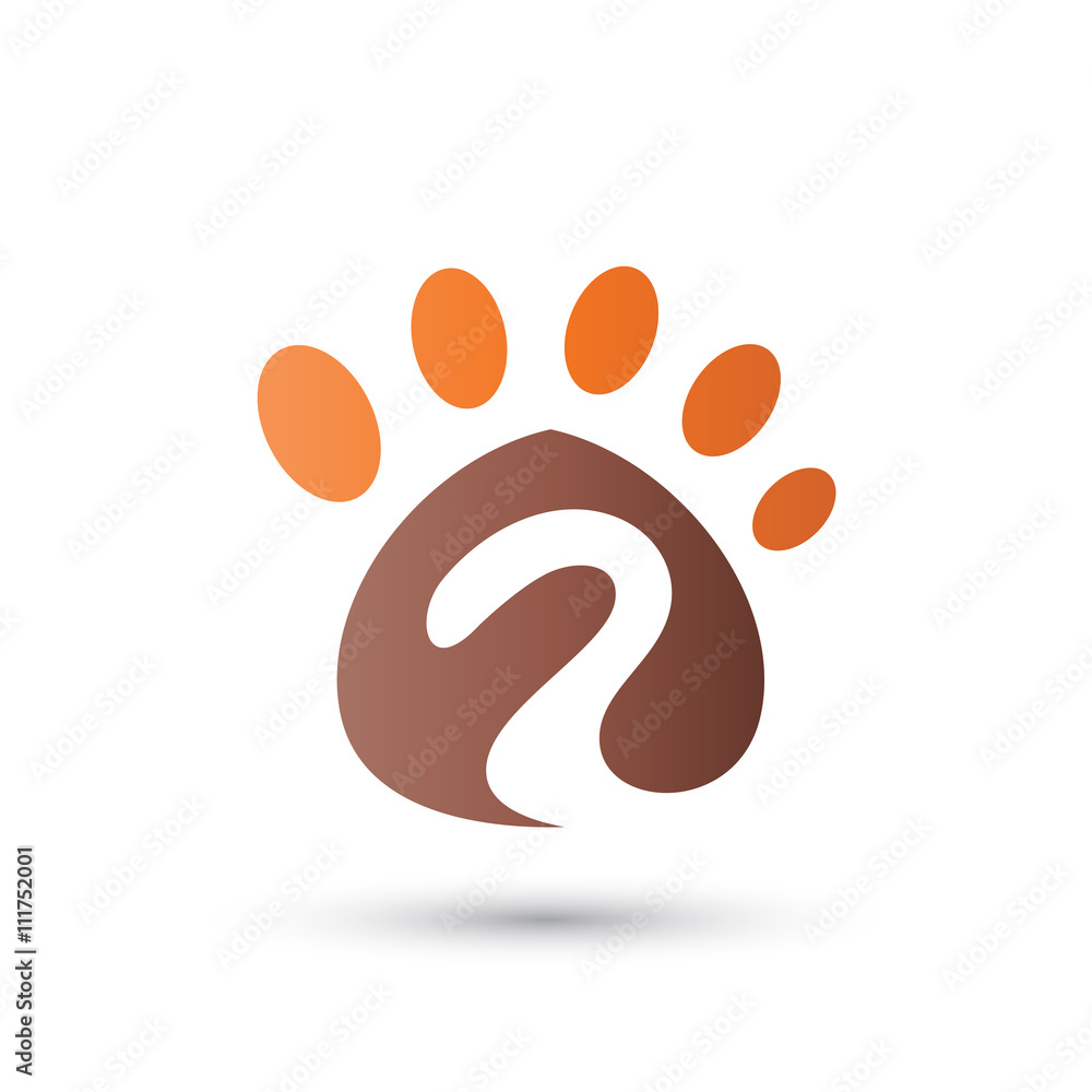 Abstract Number Two with Pet Symbol Logo Stock Vector | Adobe Stock