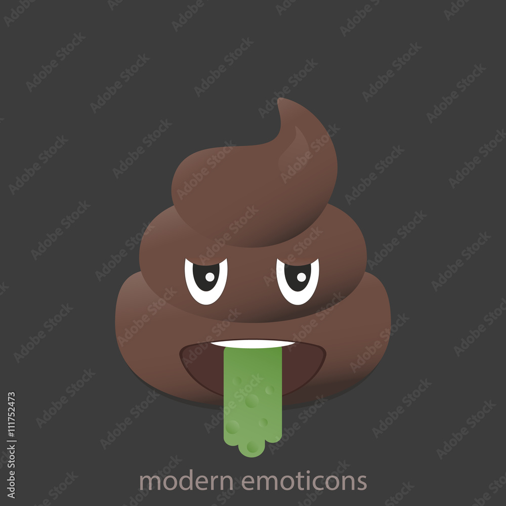 Puke poo icon. Shit emoticons. Poop emoji face isolated. Stock ...