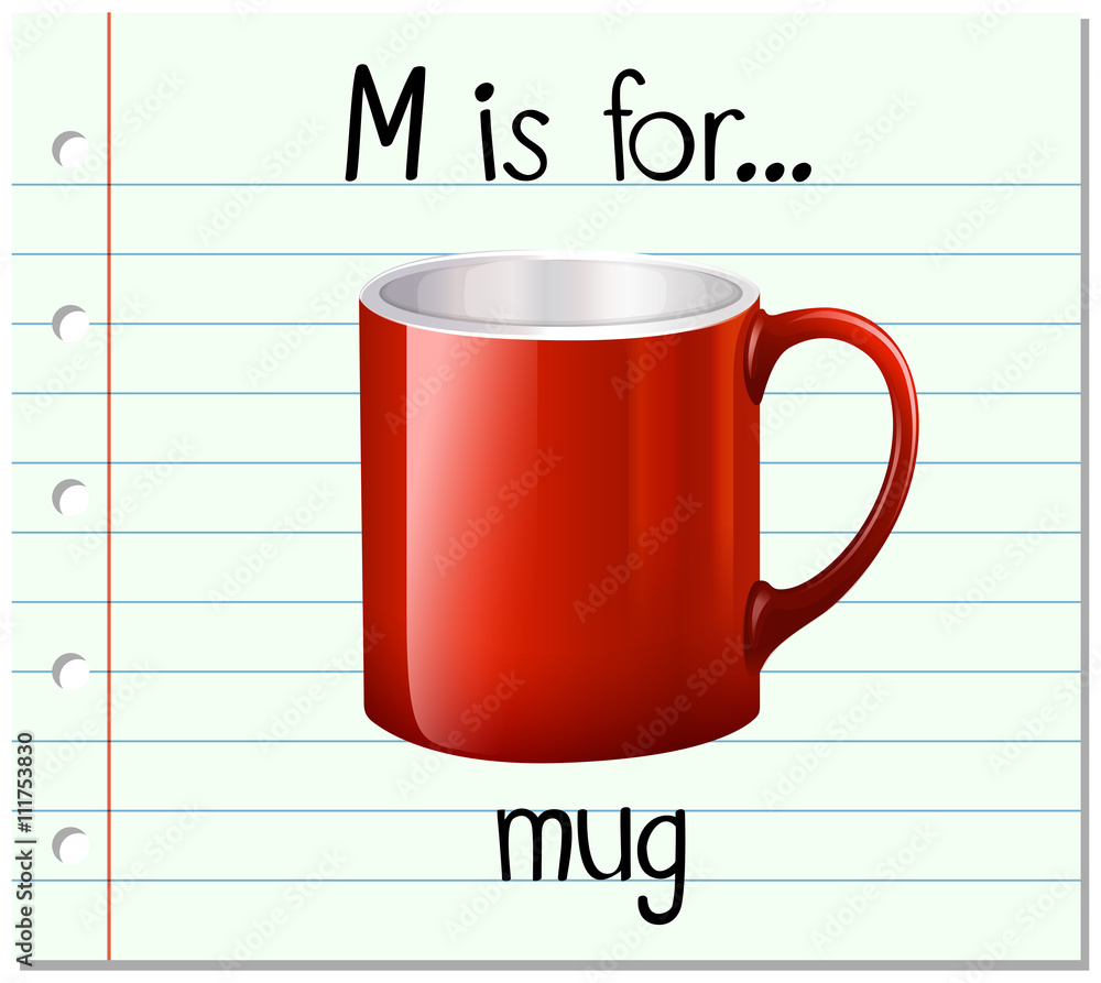 Flashcard letter M is for mug Stock Vector | Adobe Stock