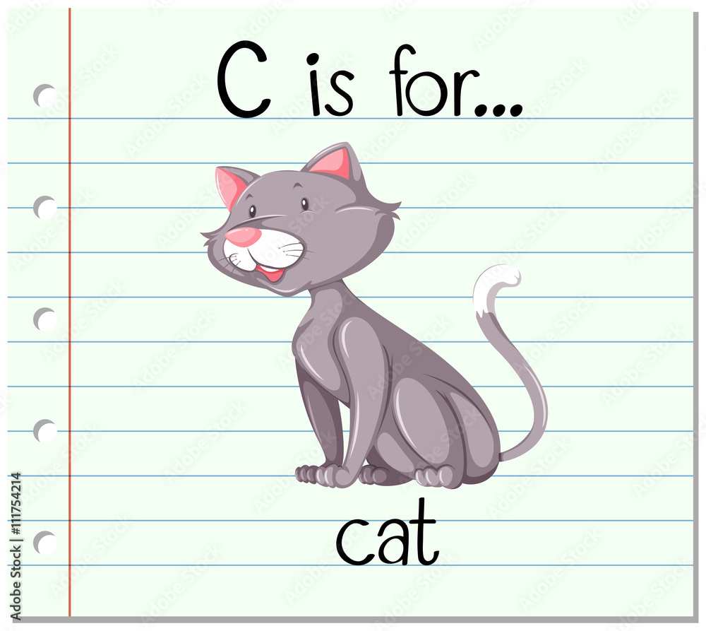 Flashcard letter C is for cat Stock Vector | Adobe Stock