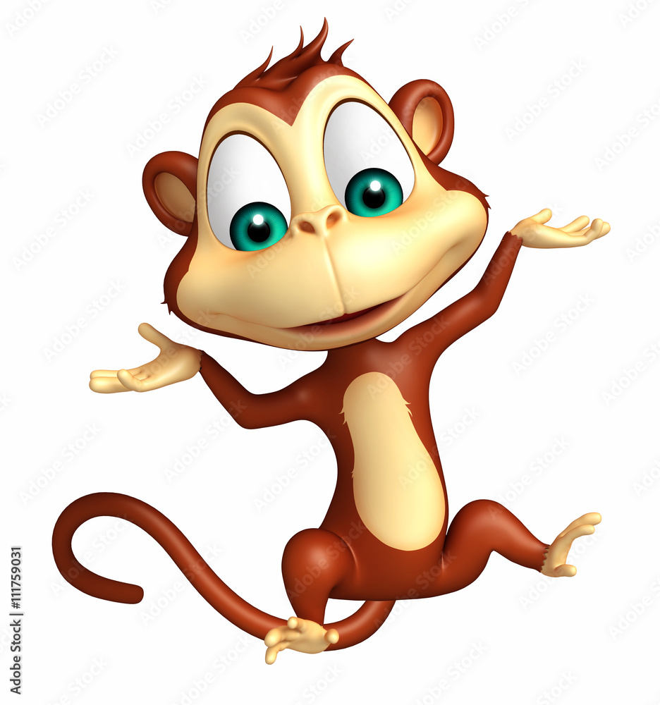 funny Monkey cartoon character ilustración de Stock | Adobe Stock