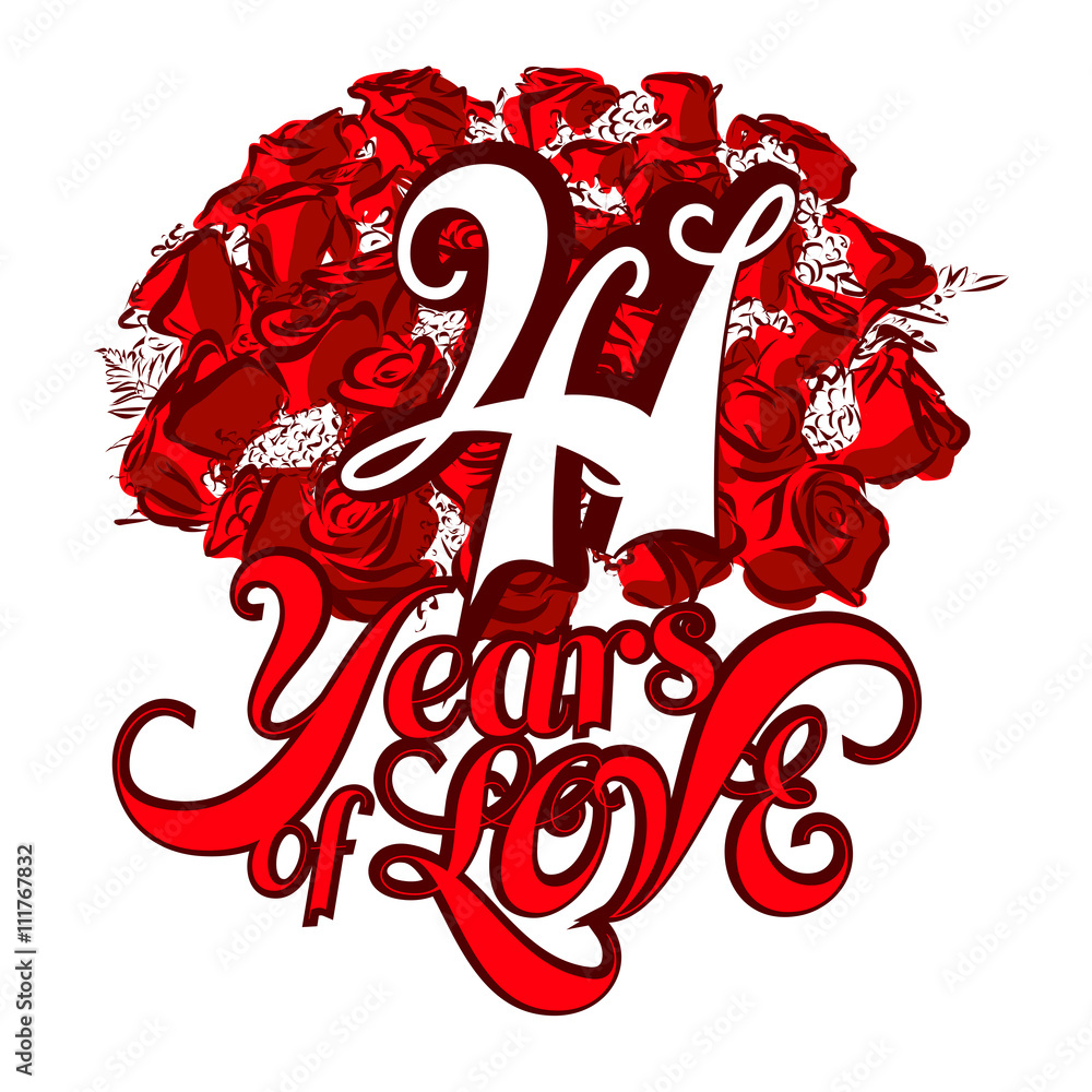 41 Years of Love with nice bouquet of roses Stock Vector | Adobe Stock