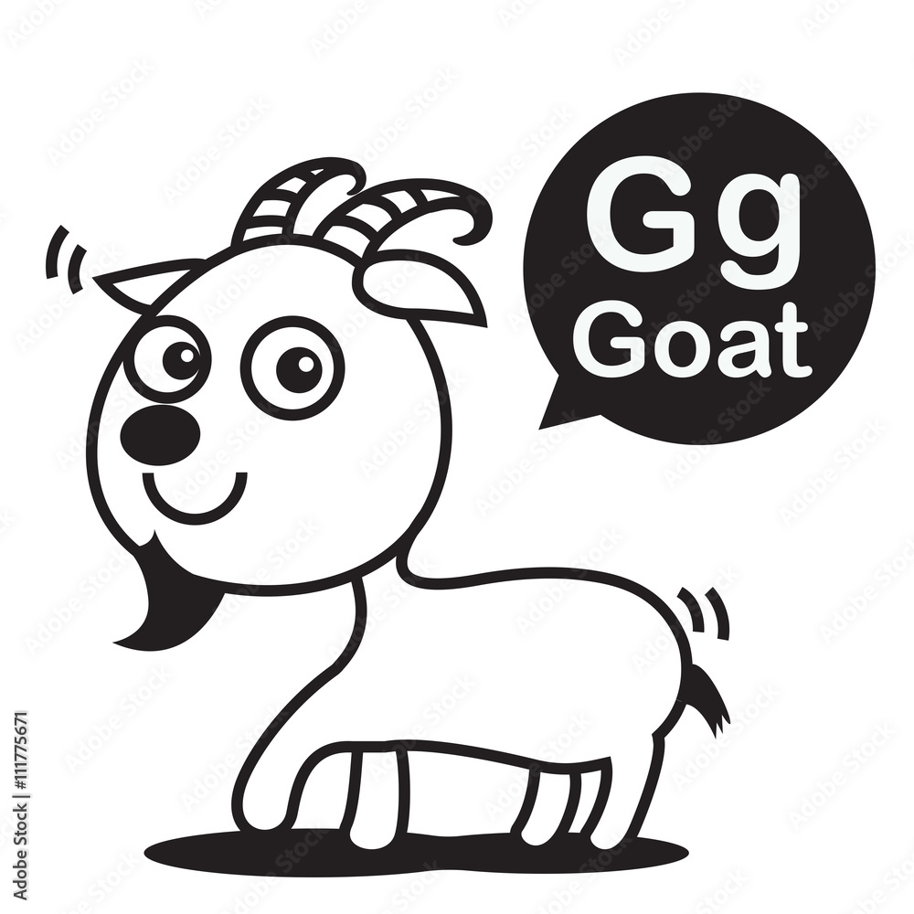 G Goat cartoon and alphabet for children to learning and colorin Stock ...