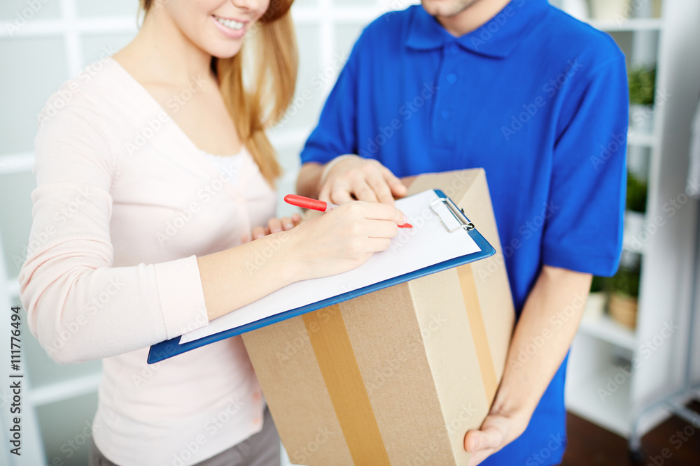 Signing receipt Stock Photo | Adobe Stock