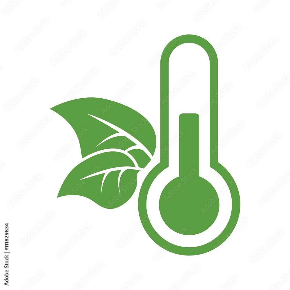 thermometer, ecology green icons set on white background Stock Vector ...