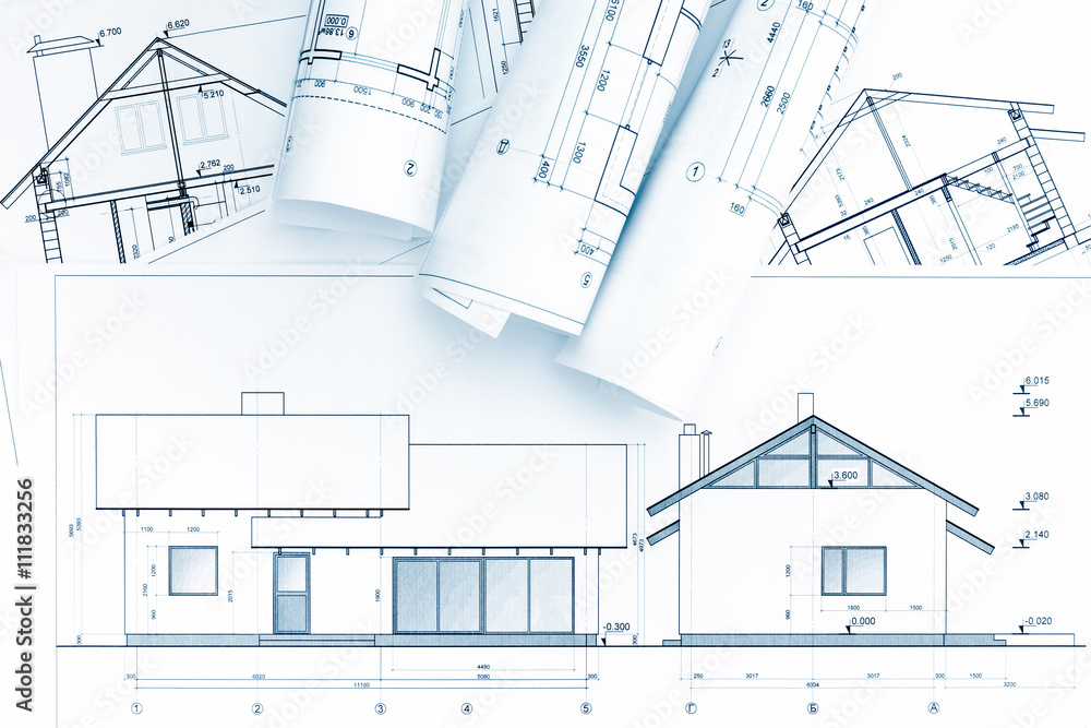 architectural blueprints and house plan Stock Photo | Adobe Stock