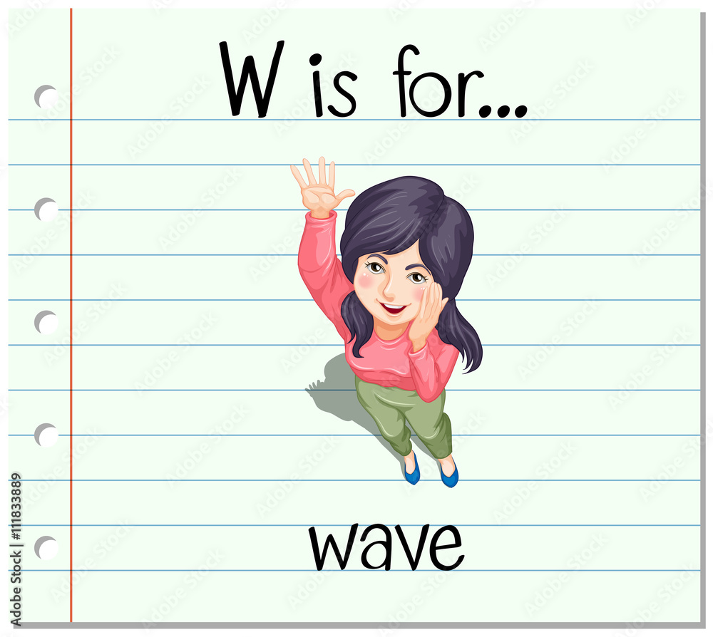 Flashcard letter W is for wave Stock Vector | Adobe Stock