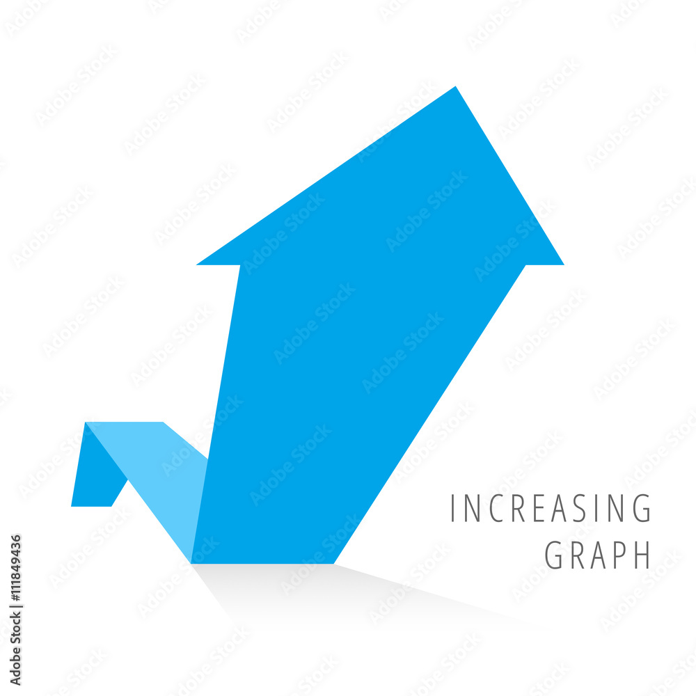 Increasing graph concept. Blue arrow depict growth business. Flat ...