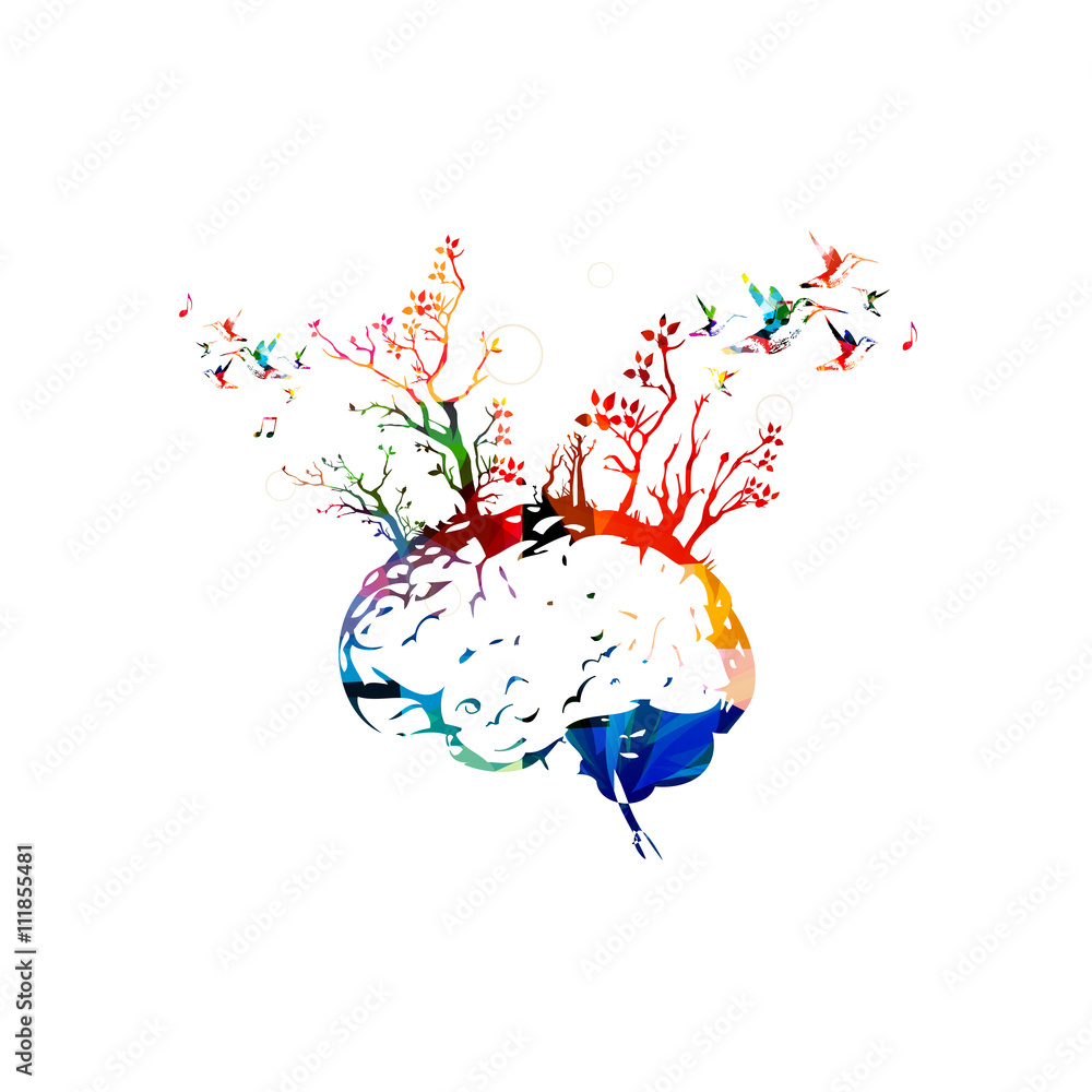 Colorful human brain with trees, brainstorming concept Stock Vector ...