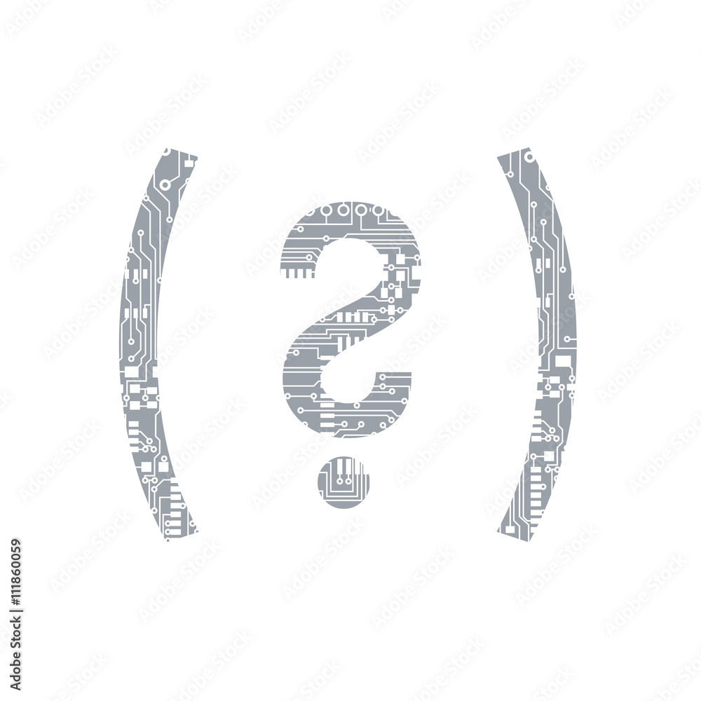 Circuit board symbol open close parenthesis question mark Vector ...