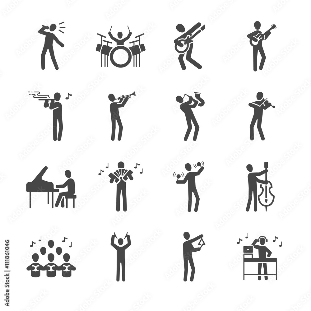 Musician icon set Stock Vector | Adobe Stock