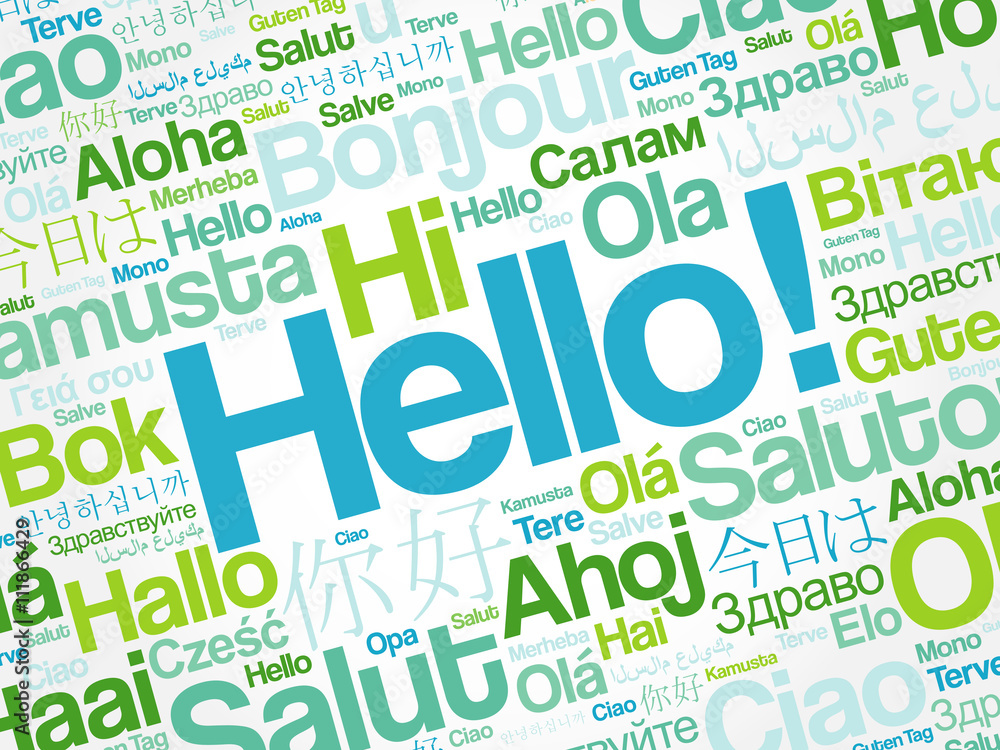 Word HELLO in different languages, presentation background Stock Vector ...